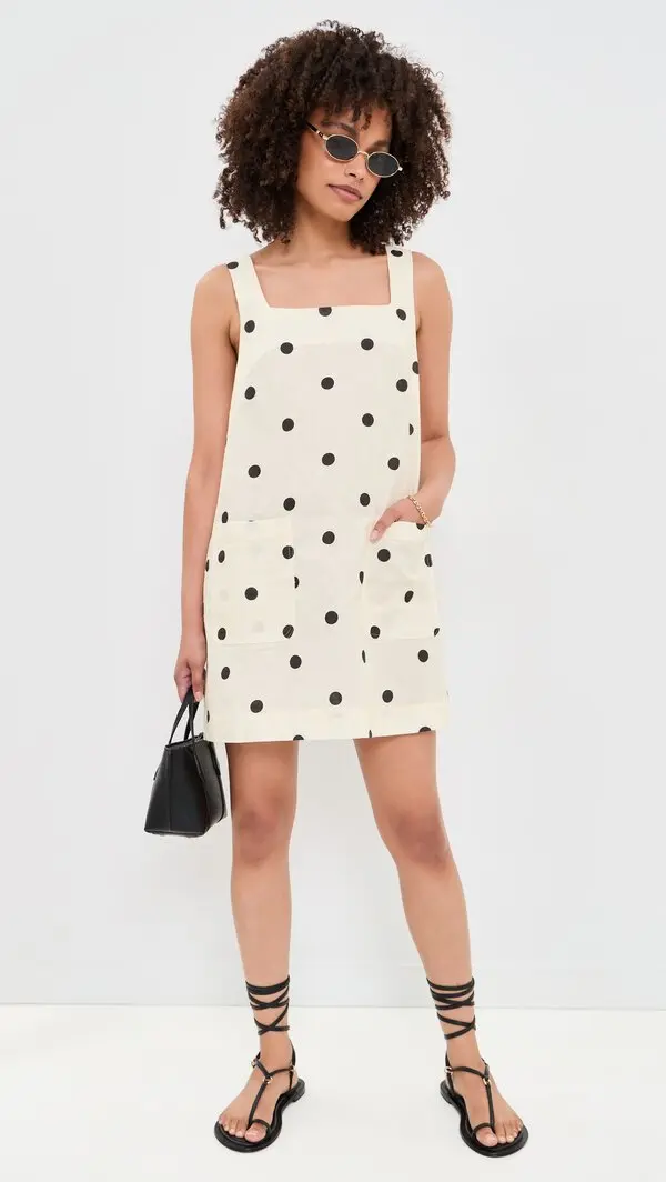 Blanknyc Polka Dot Square Neck Sleeveless Mini Dress