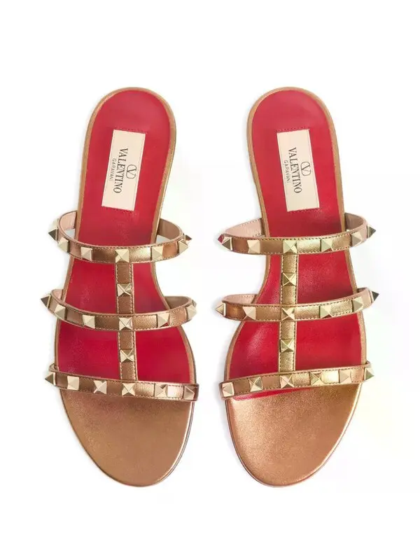 Valentino Garavani Rockstud Laminated Nappa Slide Sandals