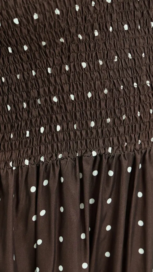LITTLE LIES Polka Dot Ruched Maxi Dress