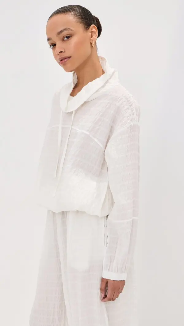 LE BOP Carson Checked Anorak With Mock Neck And Drawstring Waist