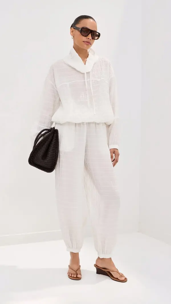 LE BOP Carson Checked Anorak With Mock Neck And Drawstring Waist