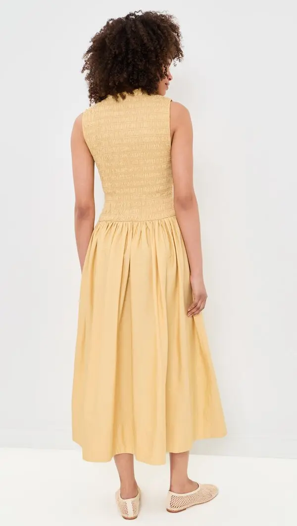 PISTOLA Gladys Smocked Bodice Midi Dress - Light Turmeric