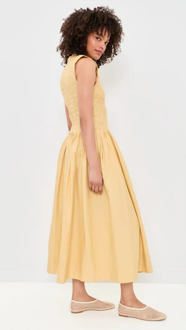 PISTOLA Gladys Smocked Bodice Midi Dress - Light Turmeric