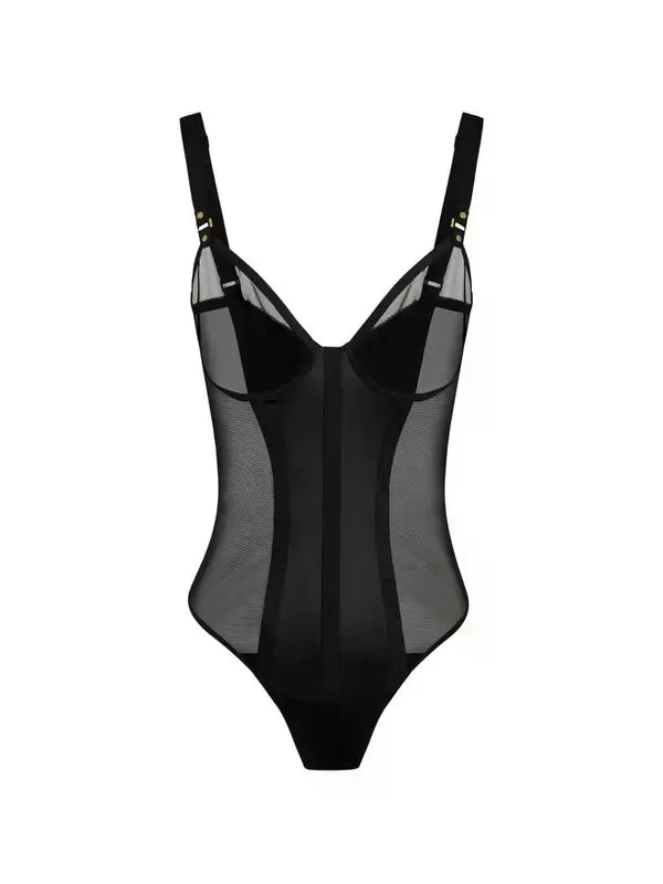 Elisabetta Franchi Bodysuit With Tulle And Satin Inserts - Black