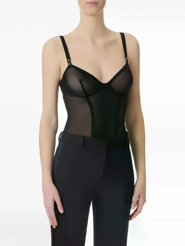 Elisabetta Franchi Bodysuit With Tulle And Satin Inserts