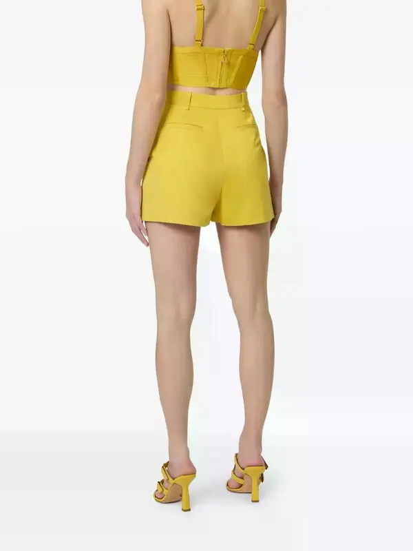 Elisabetta Franchi Pleated Shorts With Logo Detail - Yellow
