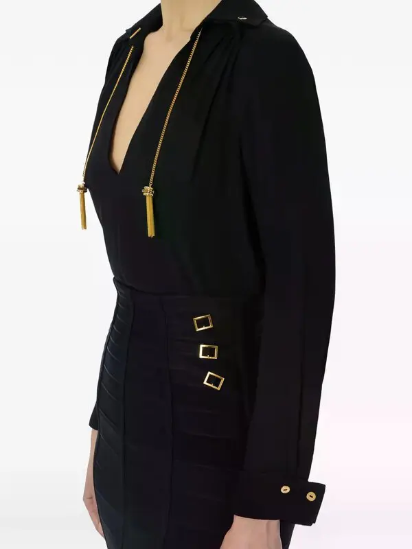 Elisabetta Franchi Georgette Blouse With Gold-tone Tassel Embellishments