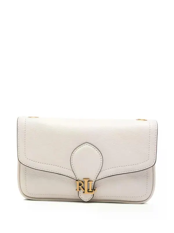 Ralph Lauren Logo-plaque Pebbled-leather Clutch Bag - White