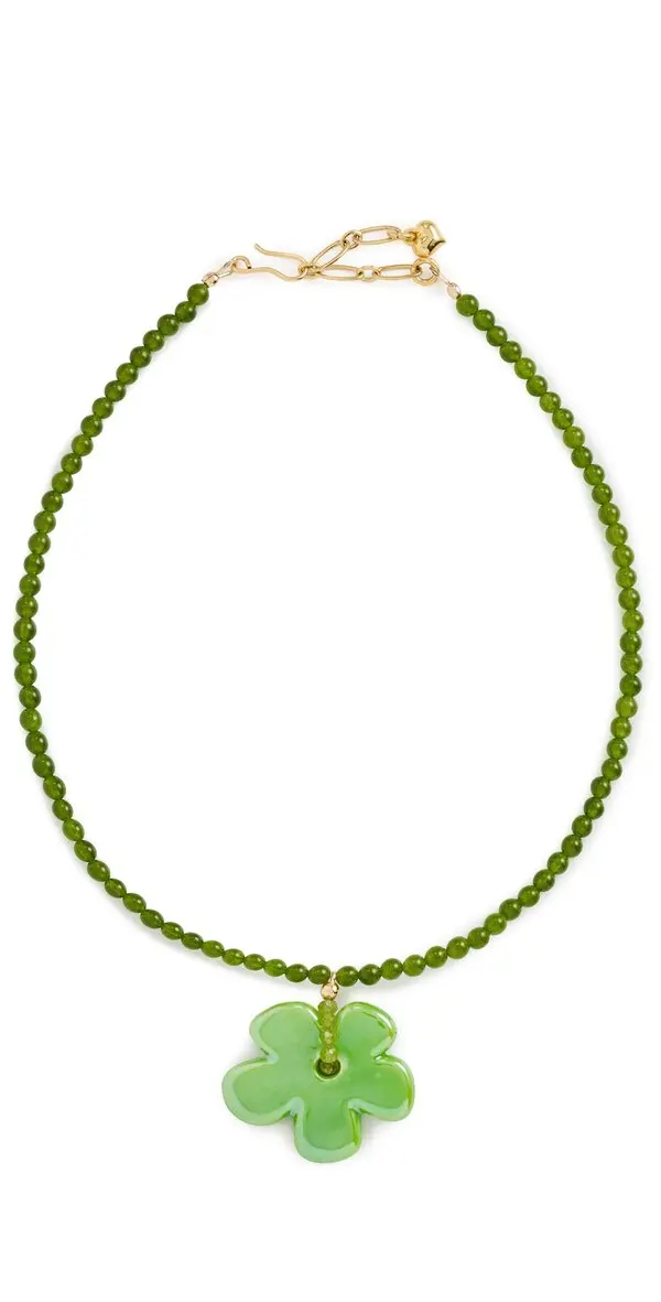 Brinker & Eliza Groovy Flower Pendant Necklace - Green Multi