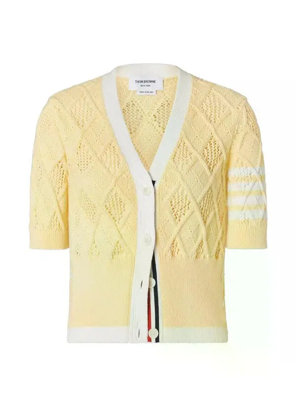 Thom Browne Argyle 4-bar Cardigan - Yellow