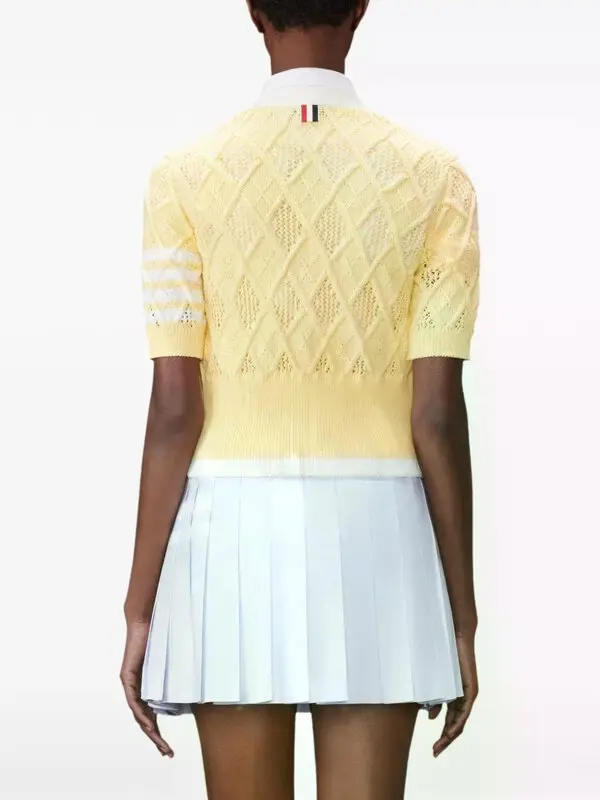 Thom Browne Argyle 4-bar Cardigan - Yellow