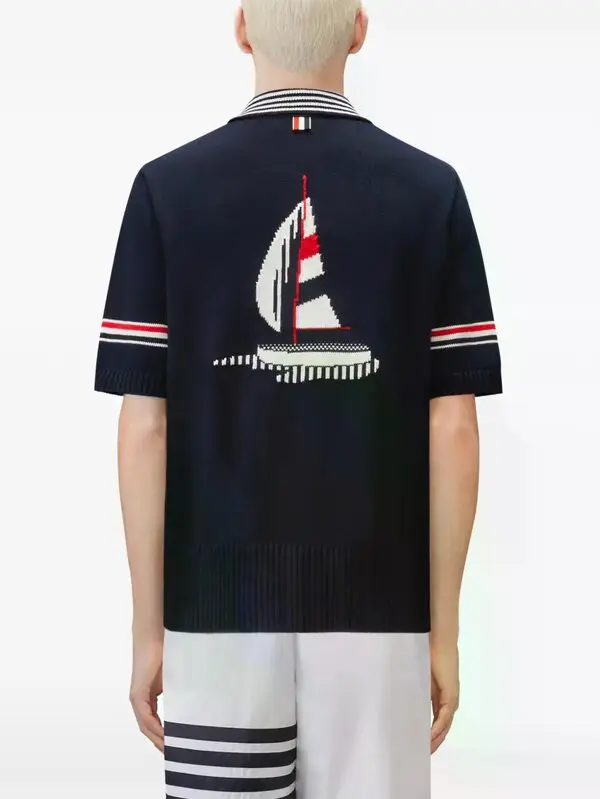 Thom Browne Rwb Armband Sailboat Polo Shirt