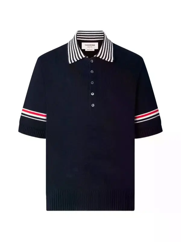 Thom Browne Sailboat Rugby Polo Shirt With Rwb Armbands - Blue