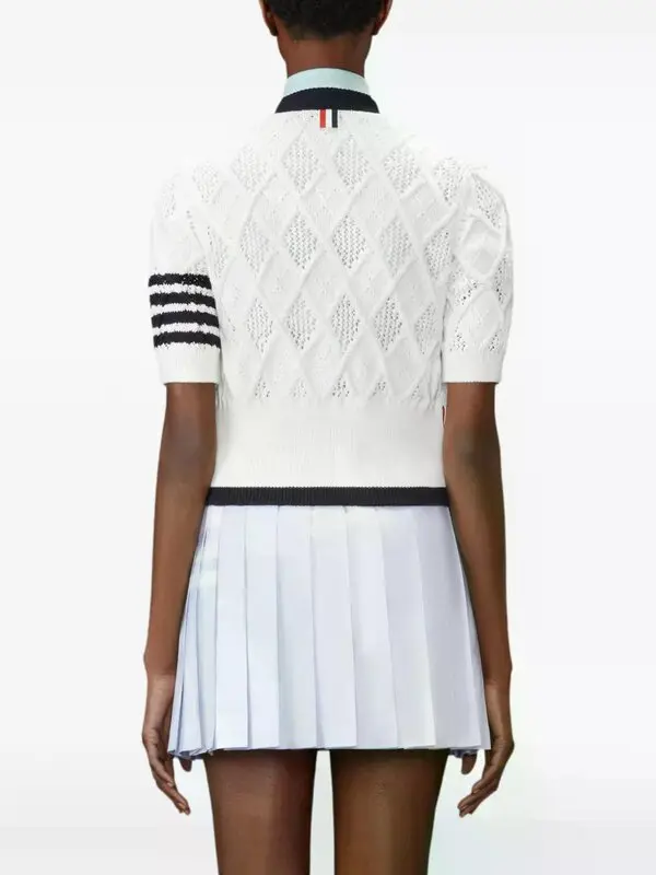 Thom Browne Argyle Pointelle Cardigan - White