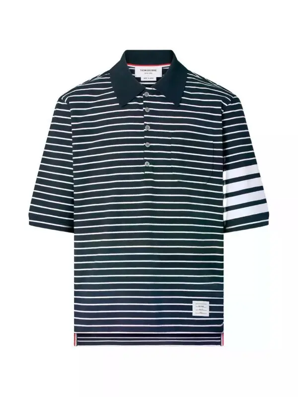Thom Browne 4-bar Striped Polo Shirt - Blue