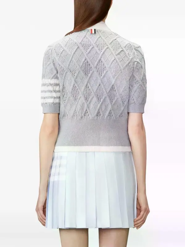 Thom Browne Argyle Pointelle Cardigan