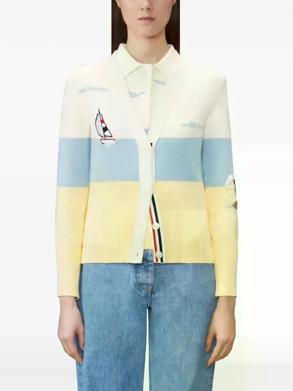 Thom Browne Nantucket Scenic Embroidery Cardigan