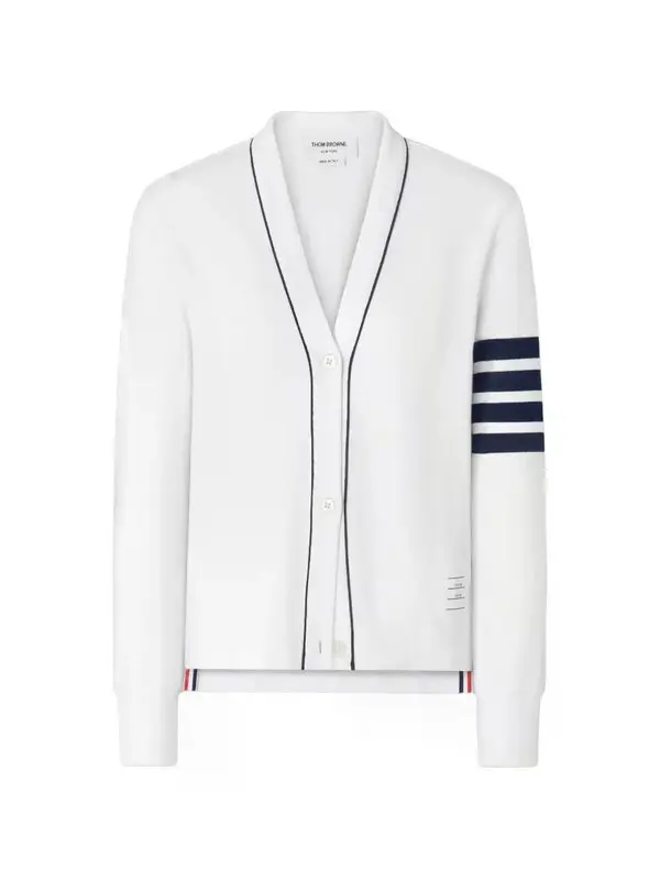 Thom Browne Loopback Piping 4-bar Cardigan - White