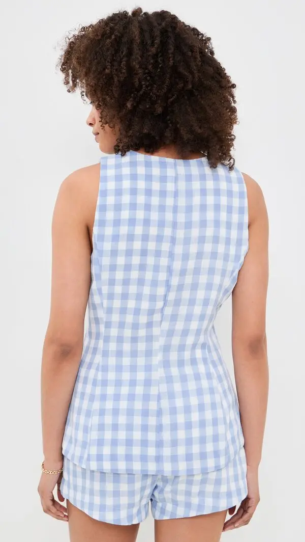 Blanknyc Gingham Check Scoop Neck Sleeveless Top