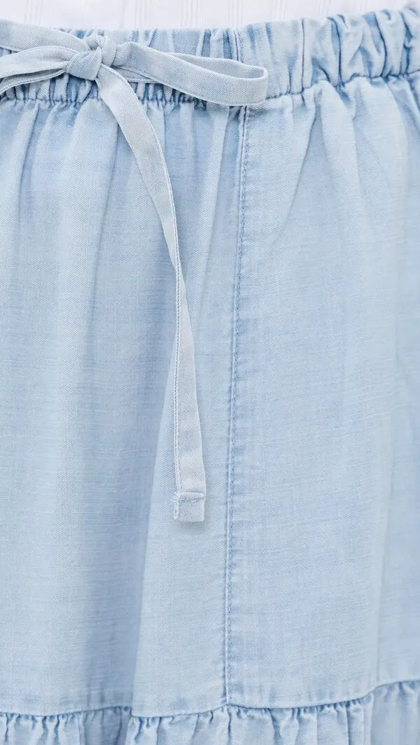 Splendid Tiered Maxi Skirt With Drawstring Waist - Bleached Indigo