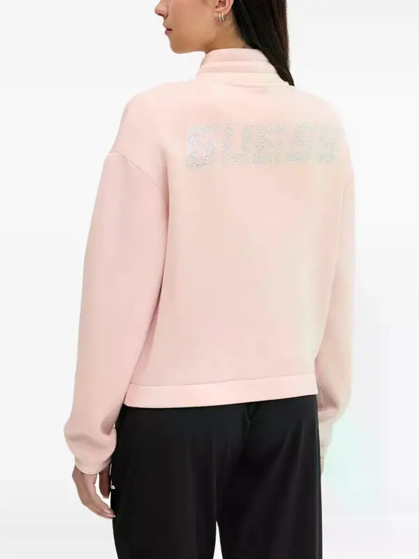 Guess Rhinestone Embellished Zip-up Sweatshirt