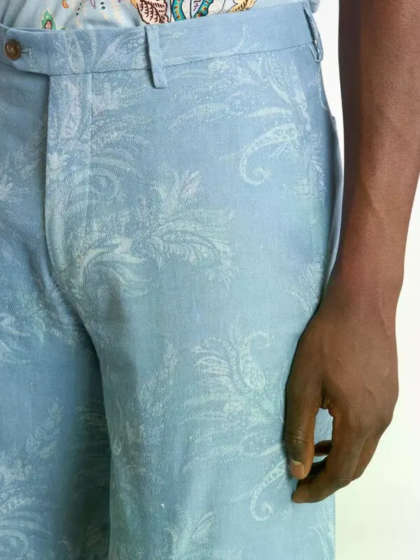 Etro Jacquard Motif Denim Shorts