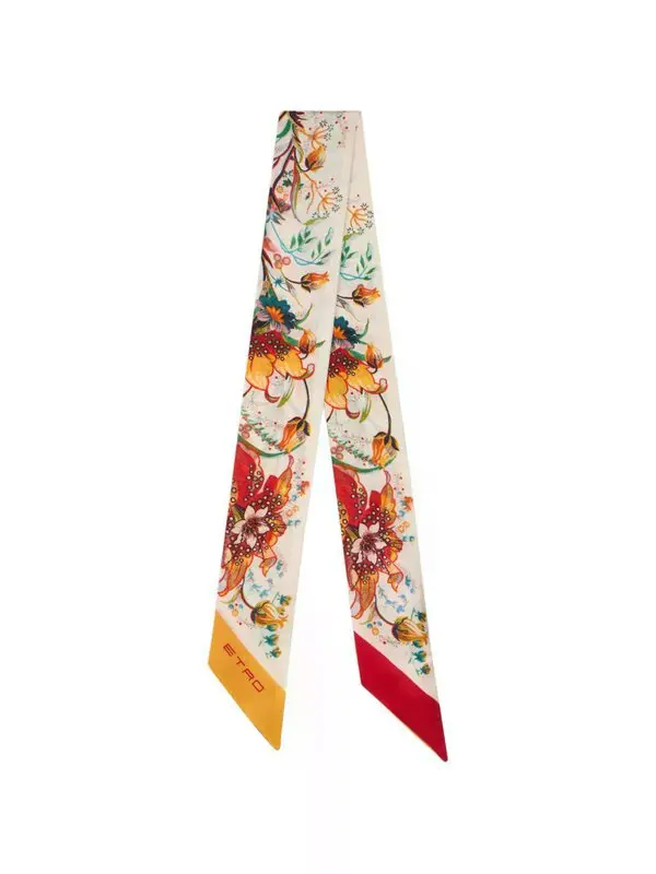 Etro Floral-motif Silk Scarf - Neutrals