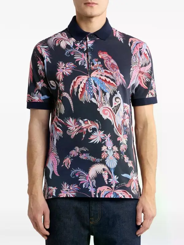 Etro Parrot-print Palm-tree-print Polo Shirt