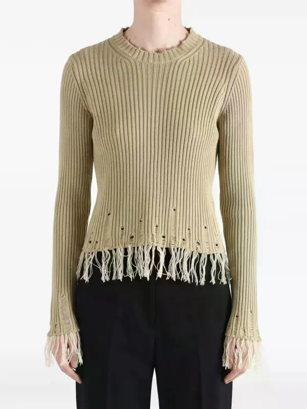 UMA WANG Distressed-effect Fringed Sweater