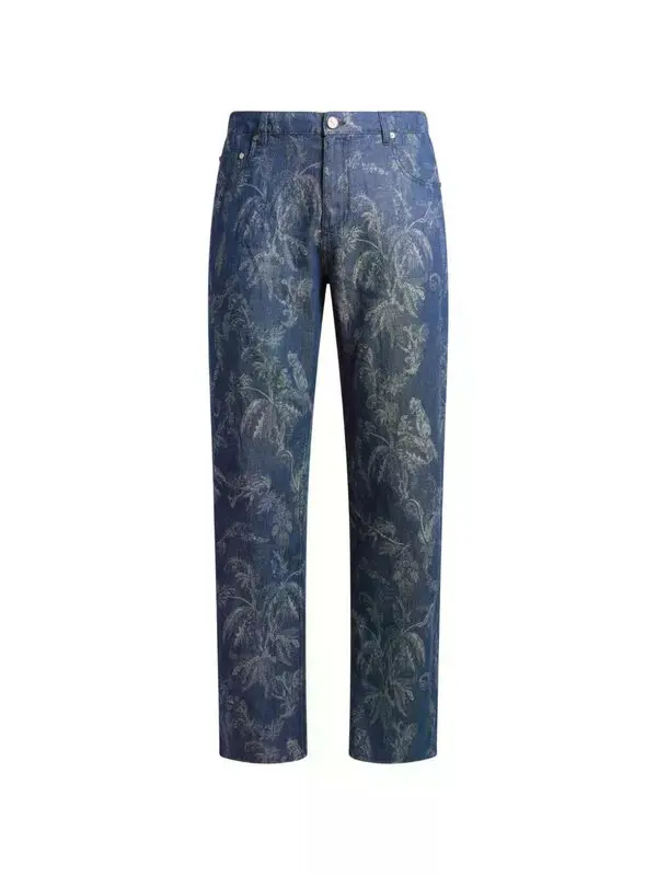 Etro All-over Jacquard Motif Jeans - Blue