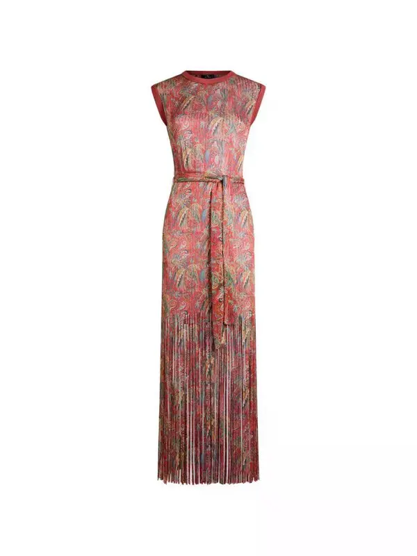Etro Paisley-print Fringed Maxi Dress - Red