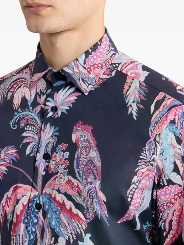 Etro Parrot-print Palm-tree Shirt
