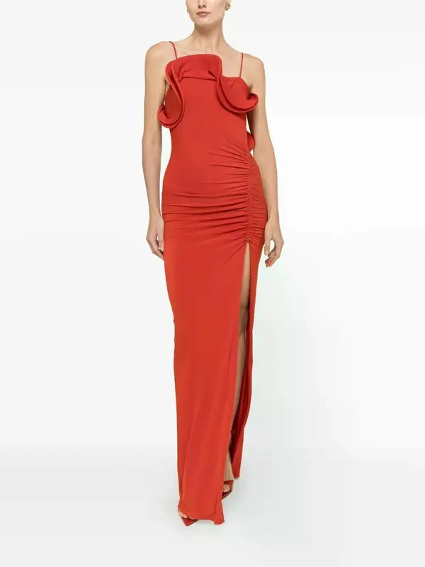 NISSA Backless Maxi Dress With Ruffled Detail