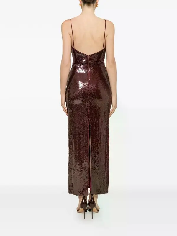 NISSA Crystal-detail Sequin Maxi Dress