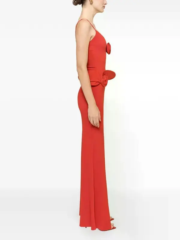 NISSA Floral Appliqué Midi Dress