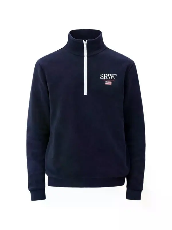 SPORTY & RICH Logo Detail Quarter-zip Sweatshirt - Blue