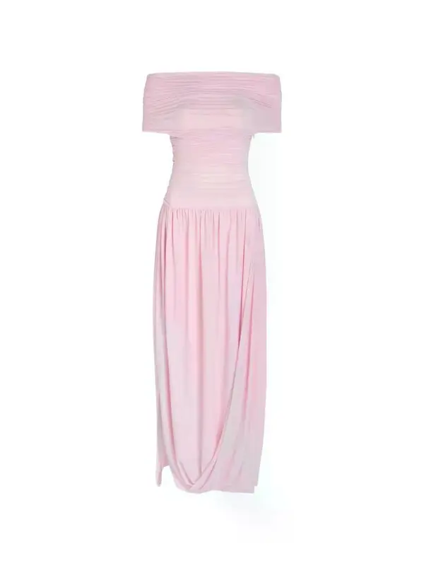 Ronny Kobo Irulan Off-shoulder Ruched Maxi Dress