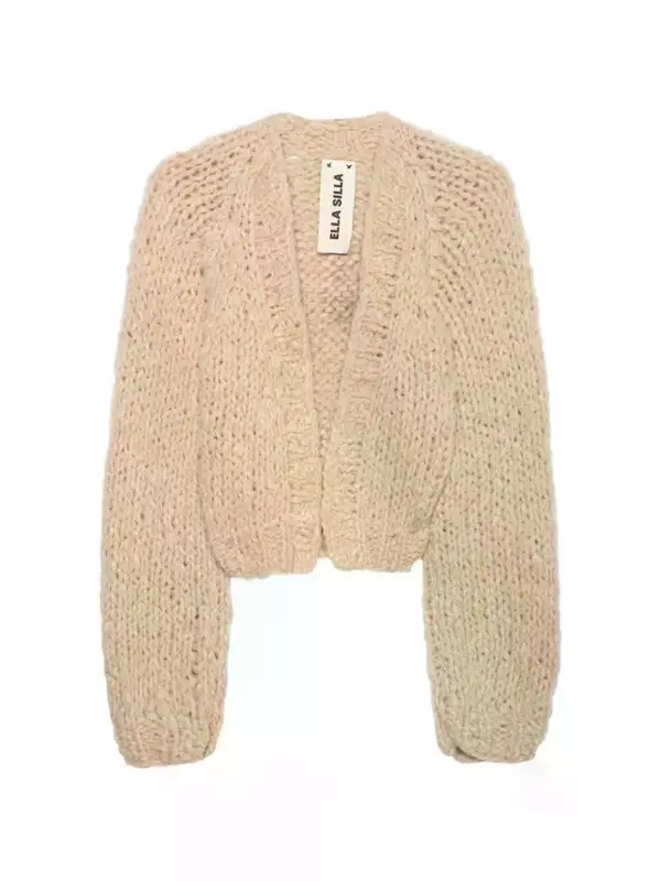 ELLA SILLA Chunky Knit Raglan Sleeve Cardigan - Neutrals