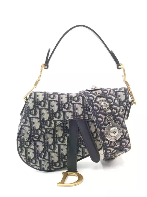Dior Oblique Saddle Handbag - Neutrals