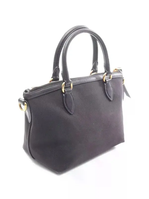 Prada Canvas Handbag With Leather Trim
