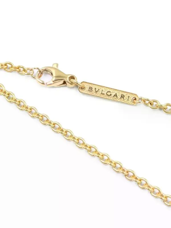 BVLGARI 18k Yellow Diamond Logo Engraved Cable Link Chain Necklace