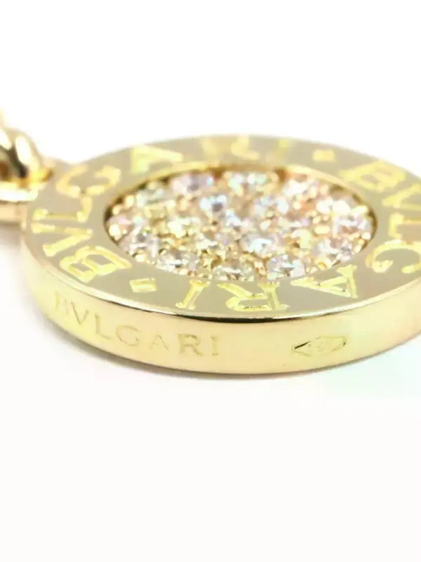 BVLGARI 18k Yellow Diamond Logo Engraved Cable Link Chain Necklace