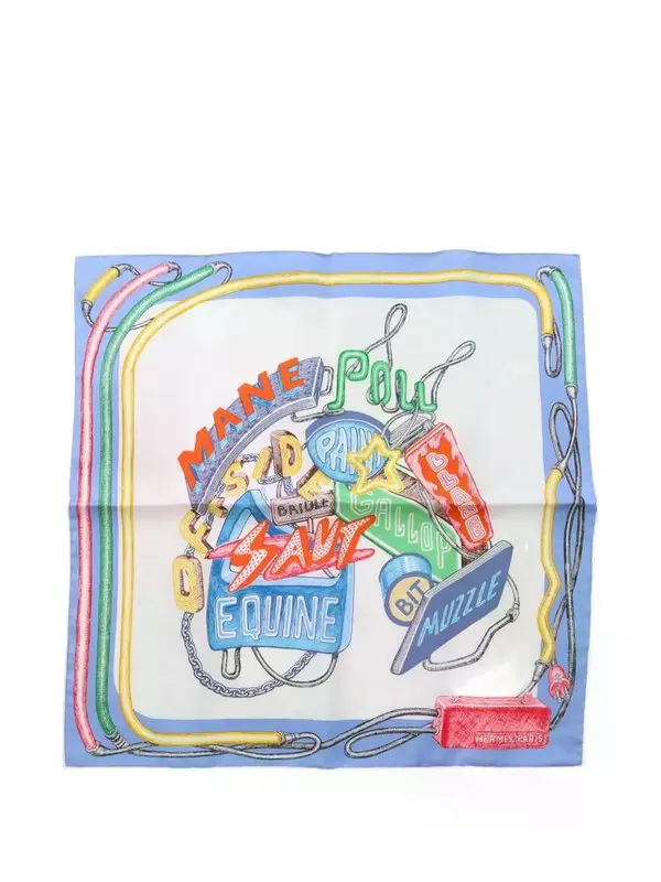 Hermès Chevaloscope Neon Scarf - White