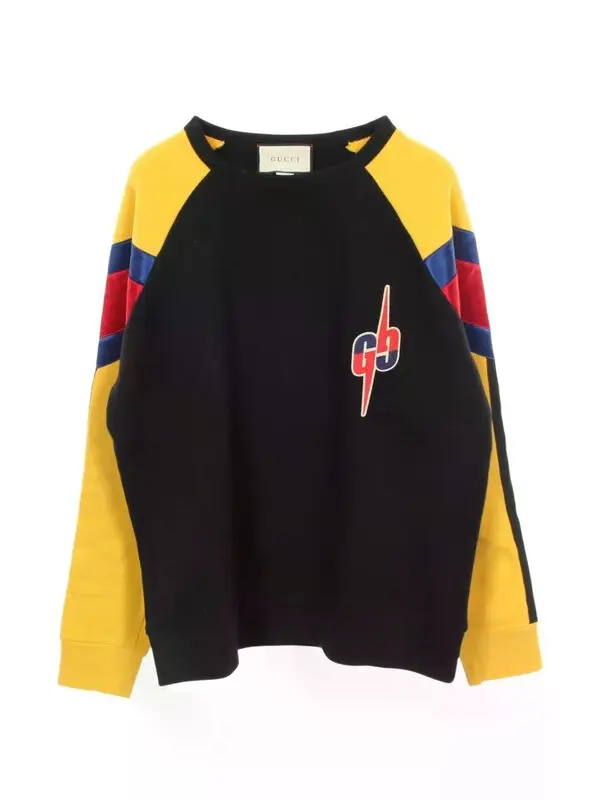 Gucci Gg Logo Patch Cotton Sweatshirt - Black