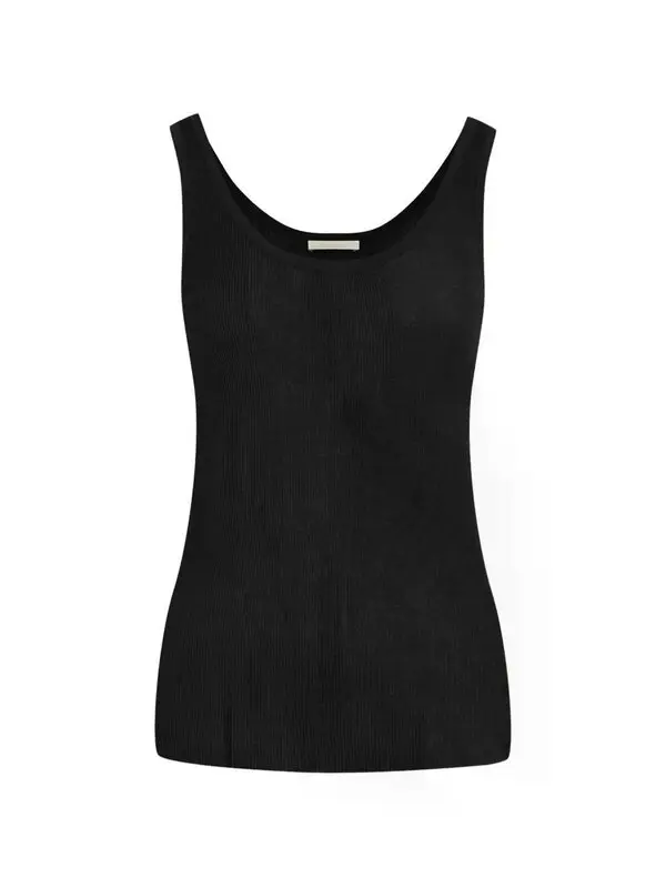 12 STOREEZ Lattice Ribbed Tank Top - Black