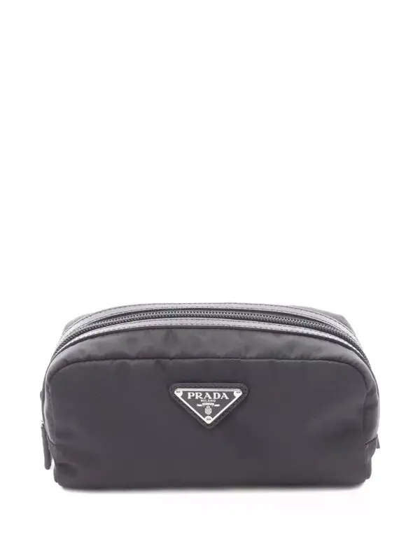 Prada Leather Wash Bag - Black