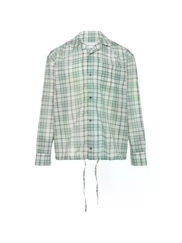 AMI Paris Check-pattern Drawstring-hem Boxy-fit Shirt - Green