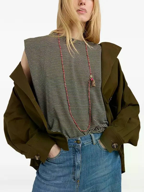 Momoni Striped Padded Shoulder T-shirt