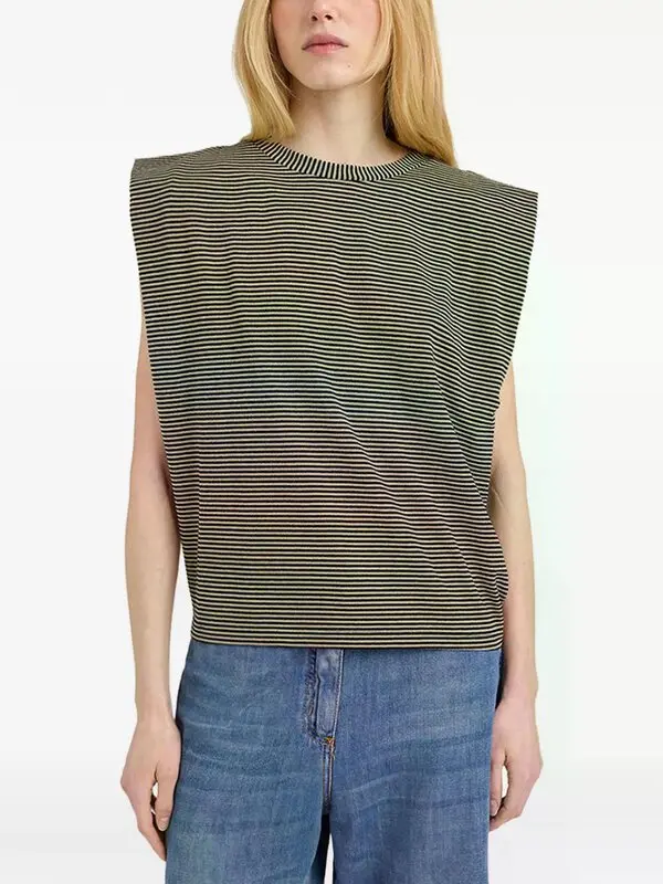 Momoni Striped Padded Shoulder T-shirt