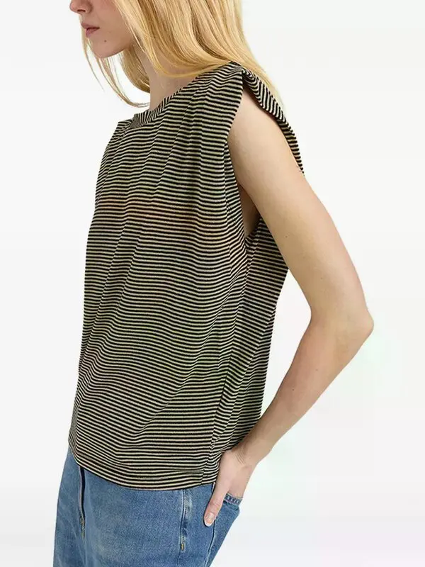 Momoni Striped Padded Shoulder T-shirt